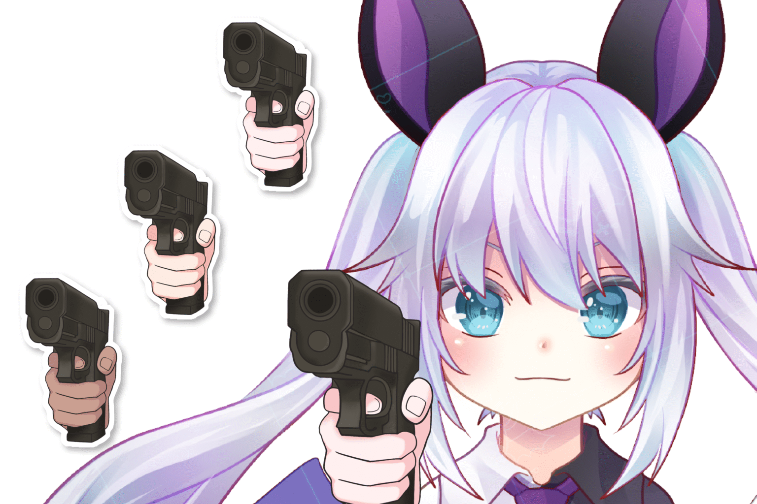 【手のイラスト素材】銃を持った手｜Vtuber・配信向けフリー素材 / Illustration of a hand holding a ...